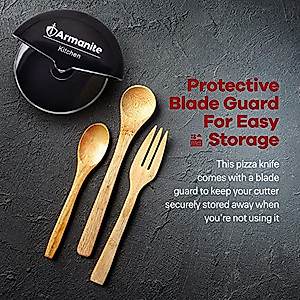 Armanite - Disc Easy-Clean Pizza Cutter, No Frills Pizza Slicer for Toast, Dough, and More, Compact and Convenient Pizza Wheel Made for Smooth Slicing, Black