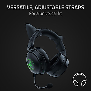 Razer Kitty Ears V2: Clip-on Kitty Ears for Headsets, Gaming Headphones - Universal Fit - Versatile, Adjustable Straps - Lightweight Sillicone - Durable & Comfortable - Classic Black