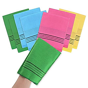Molain 8Pcs Asian Exfoliating Bath Washcloth Large Size Korean Exfoliating Mitt Reusable Premium Viscose Rayon Exfoliating Shower Towel Body Scrub Bath Sponges