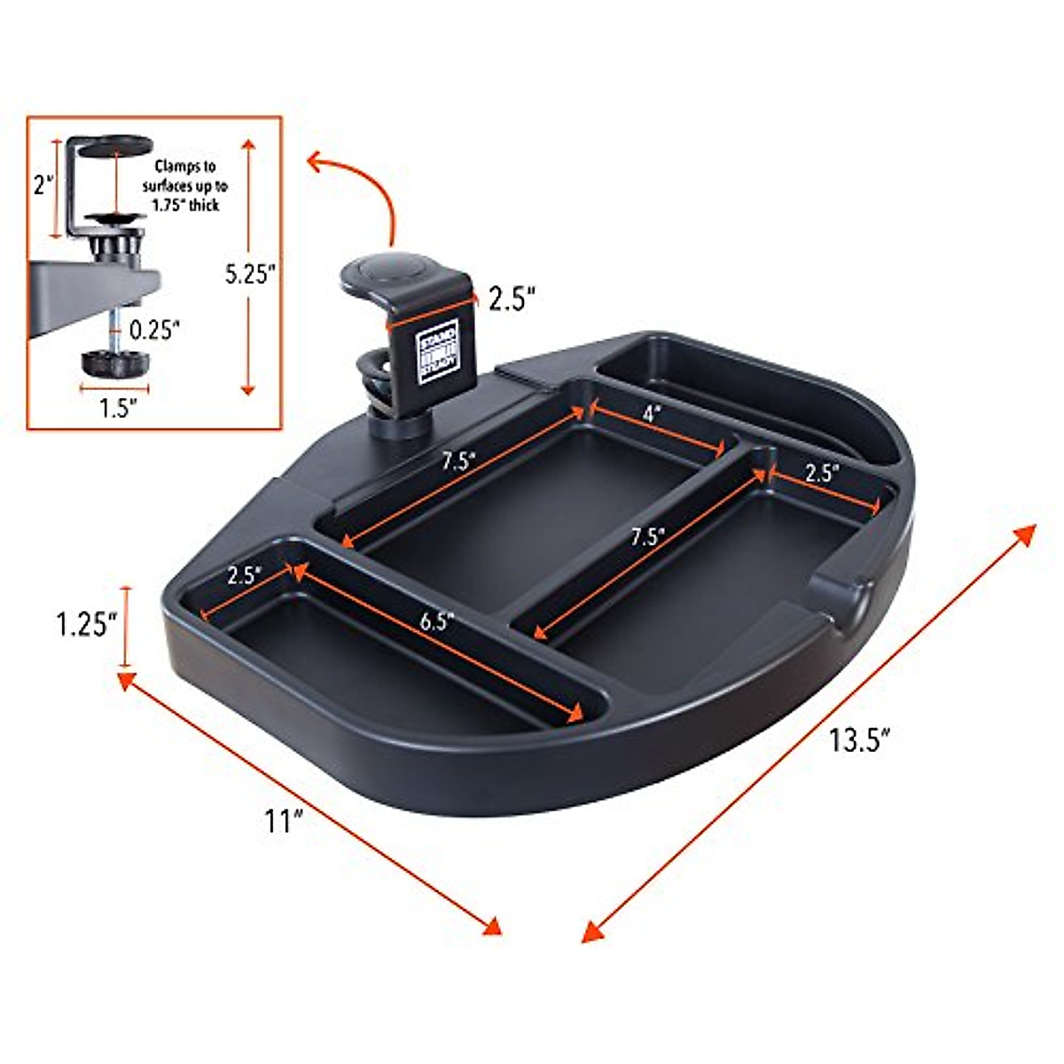 Stand Steady Original Desk Potato - Clamp-On Swivel Pencil Drawer and Desk Organizer | Unique Desk Organizer Provides Under Desk Storage for Pens, Pencils, Paper Clips & More! (Clamp-on Desk Drawer)