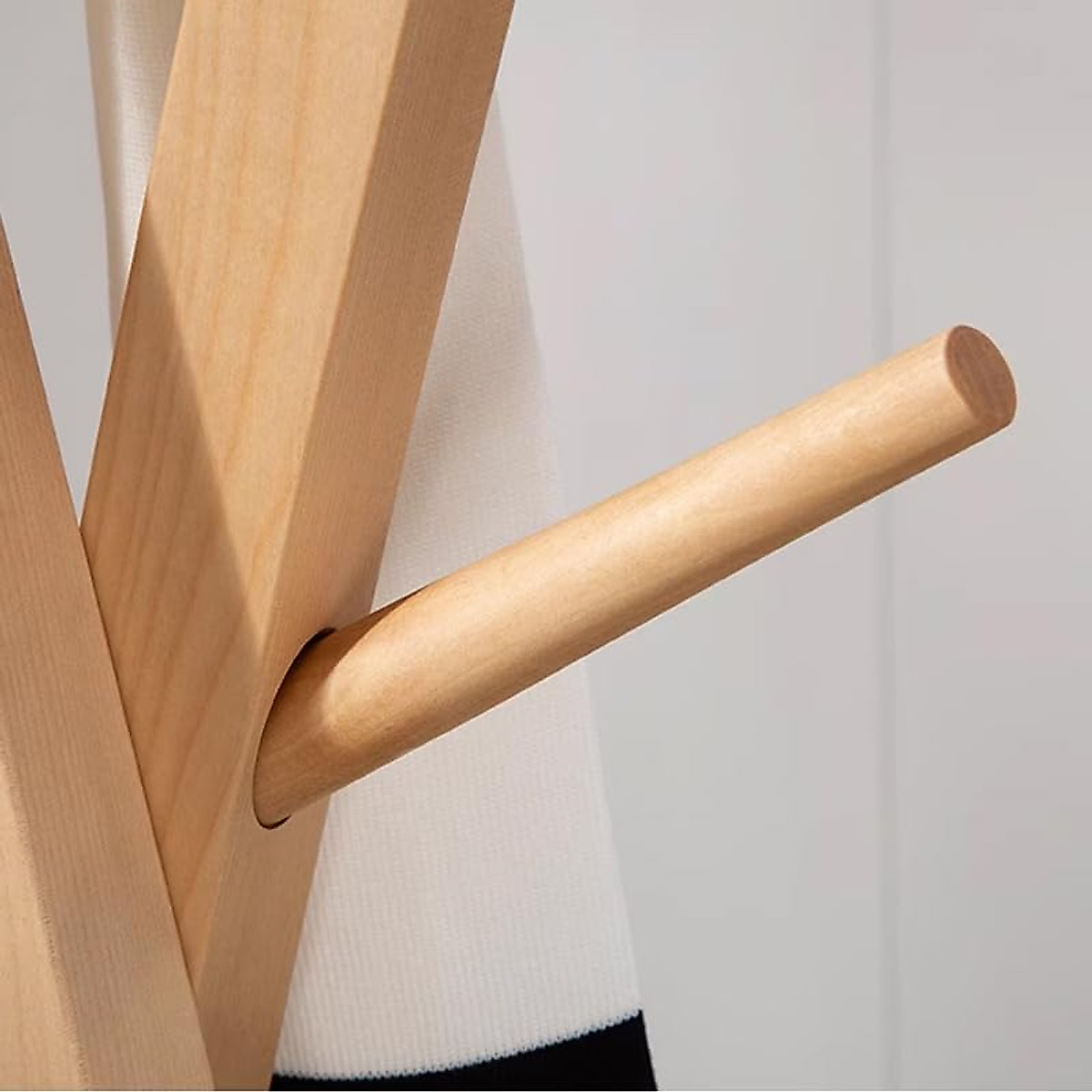 LITFAD Wooden Coat Rack Tree Freestanding Coat Stand with 13 Hooks, Tree Branch Design Clothes Standing Hanger for Multiple Coat and Hats, Coat Tree Rack for Bedroom, Entryway and Office-Black