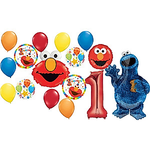 Anagram Elmo and Cookie Monster 1st Birthday Party Supplies Balloon Bouquet Decorations