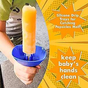 4pcs Drip Free Popsicle Holder - Popsicle Holders for Kids Mess Free Frozen Treats Holder with Straw