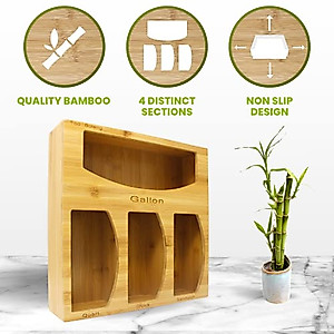 Top Boleng Bamboo Plastic Ziplock Bag Organizer Storage for a Kitchen Drawer and Kitchen Organization, Compatible With Most Ziplock Sandwich and Snack Variety Bags