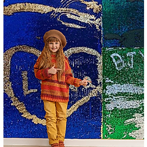 Sensory Wall Sequin Flip Fabric for Kids,0.2" Large Sequins Sensory Graffiti Fabric for Toddlers,Tactile Stimulation,Reversible Glitter Fabric (1 yd, Sapphire Blue + Silver)