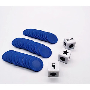 Befantasway Right Left Center Dice Game Set with 3 Dices& 36 Chips - Blue