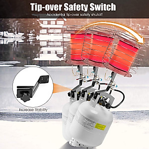 Toolsempire 35,000-42,000 BTU Outdoor Heater Propane, 360° Propane Tank Heater with Shut-off Valve, Tip-over Switch & Stainless Steel Reflector, Portable Propane Heater for Outside, Camping