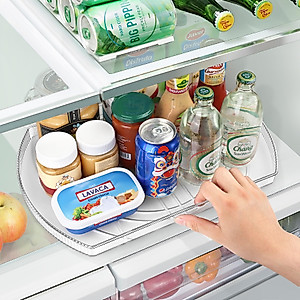 FIRJOY Lazy Susan Turntable for Refrigerator, Square Turntable Organizer for Fridge Cabinet, Pantry, Countertop | 16.5" x 11.1" (Rectangle 2 Pack - Clear)