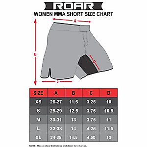 Roar Women's MMA Fight Shorts, BJJ, Muay Thai, WOD, NOGI, Kickboxing, Wrestling, MMA (Simple-Black, Medium)