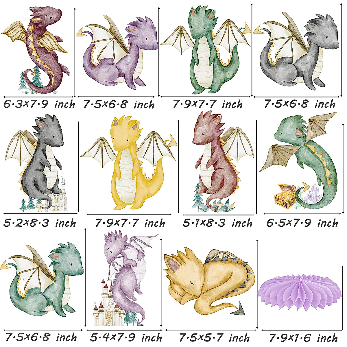 Dragon Honeycomb Centerpieces 11Pcs Dragon Theme Table Centerpieces Dragon Birthday Party Decorations Cute Dragon Honeycomb Decorations for Dragon Knight Baby Shower Supplies