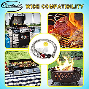 GUOFALDE 5 Ft 0-30 PSI High Pressure Adjustable Propane Regulator with Gauge, 60’’ Hose QCC1/Type1 to 3/8" Female Flare, for Turkey Fryer, Grill, Gas Burner, BBQ Fire Pit