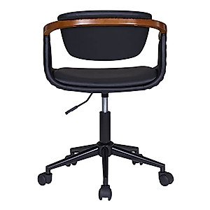npd furniture and more Darwin PU Bamboo Office Chair, Black/Walnut
