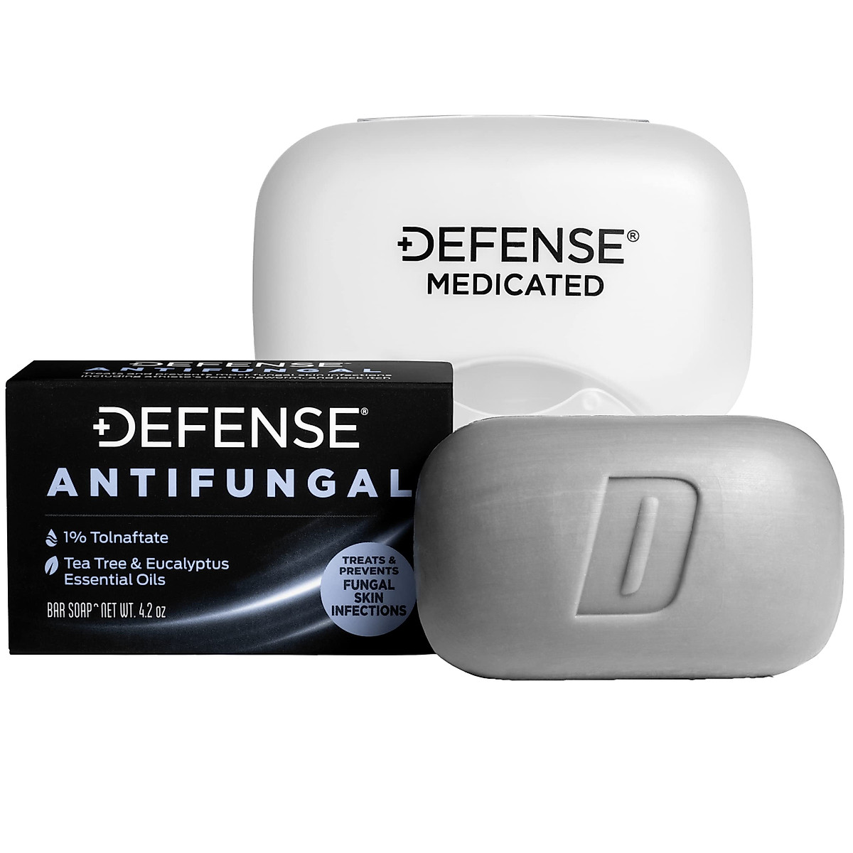 Defense Soap Antifungal Medicated Bar Soap, Tea Tree Body Wipes (40 Count), & Body Wash 12 oz - Natural Shower Gel