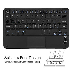 Serounder 7 Inch Ultra Slim Wireless Touchpad Scissors Feet Design Bluetooth Touchpad Keyboard for Android/for Windows Systems