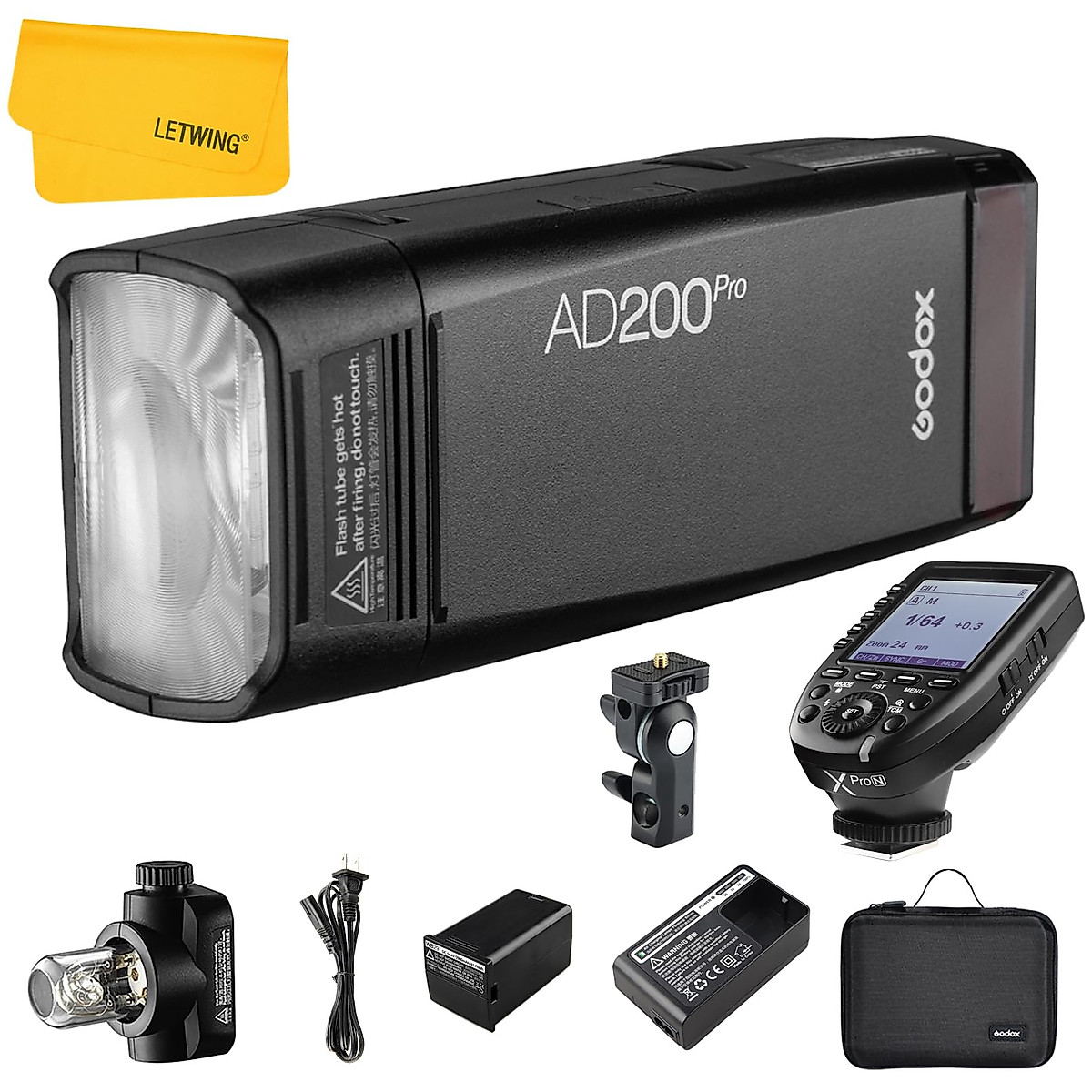 Godox AD200 Pro AD200Pro Strobe Pocket Flash, 200W TTL Outdoor Flash HSS Speedlite 1/8000s, Powerful Li-ion Battery, with Godox XPro-N TTL Wireless Flash Trigger Compatible for Nikon Camera