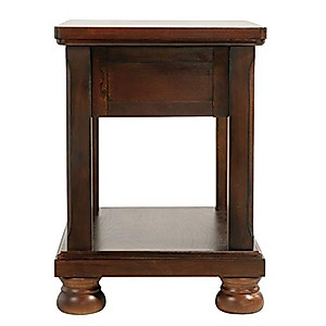 Signature Design by Ashley Porter Traditional Hand-Finished Rectangular Chair Side End Table, Dark Brown
