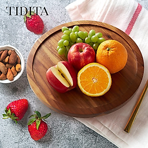 TIDITA 13" Acacia Lazy Susan Organizer for Table - Wooden Lazy Susan Organizer for Cabinet - Kitchen Turntable Storage Food Bins Container for Pantry, Counter top (Acacia Wood )