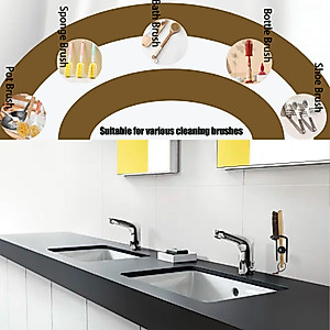 Ginyrerd 2Pcs Mini Self-Adhesive Sink Sponge Holder for Kitchen Sink Dish Wand Holder Sink Brush Holder No Drilling Dish Brush Holder,Strong Stickiness,Black