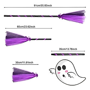 Reicyfang Halloween Witch Broom, Witch Broomstick Costume Accessories, Witch Broomstick Cosplay Broom Props, Halloween Witch Decoration Props, Realistic Wizard Flying Broom Stick Accessory (Orange)