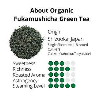 Ocha & Co. Organic Fukamushi Tea - Loose Leaf Japanese Deep Steamed Sencha Green Tea - Intense Taste Tea, 100g/3.5oz.