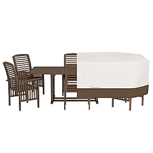 Amazon Basics Outdoor Patio Table and Chair Cover, X-Large, Beige/Tan, 130"x84"