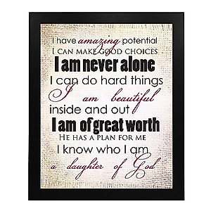 I Am Amazing Daughter of God - Spiritual Wall Art. Modern Typographic Inspirational Wall Art. Ideal For Home Decor, Office Decor, & Bedroom Decor. Perfect Gift For Daughters. Unframed - 8x10"