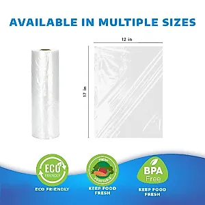 TPPLASTIC 11" x 17" Clear Plastic Produce Bags on Roll, 960 Count – Food Storage for Bread, Vegetables, Fruits, Meat - BPA-Free, Leak-Proof, Durable HDPE Bags for Kitchen, Bulk Food, and Storage Use