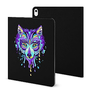 Colorful Wolf Heads Protective Case Compatible with IPAD 2020 AIR 4 （10.9in） Stand Case Auto Sleep/Wake Cover
