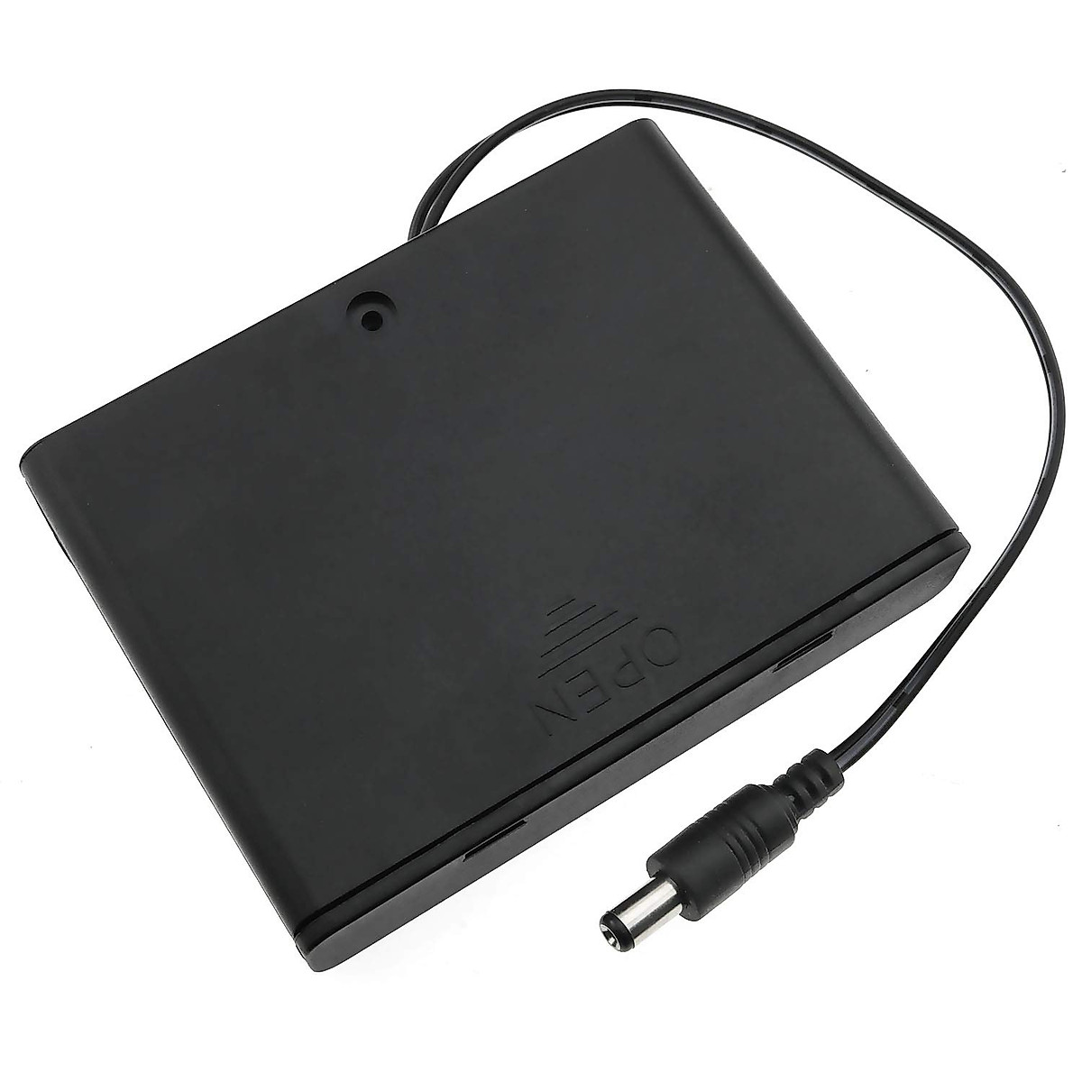 E-outstanding Battery Box 6x1.5V AA Battery Case Holder Black Enclosed Box with ON/Off Switch and 5.5mm x 2.1mm DC Plug