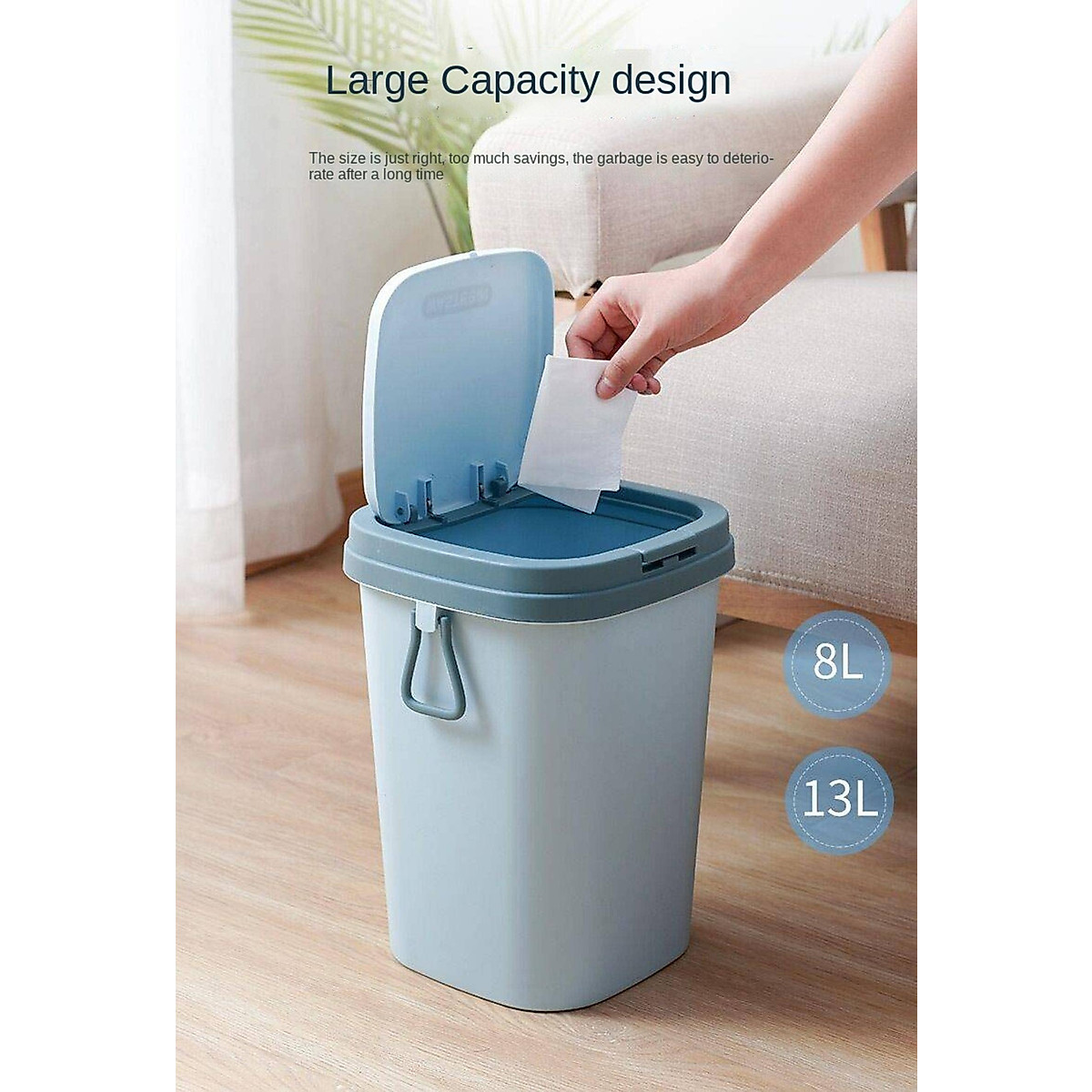 NA Push-Type Household Trash can Living Room Bathroom Kitchen Bedroom Office 8L 13L