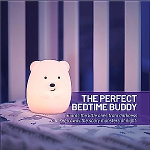 Lumipets Animal Kids Night Light, Silicone Nursery Light for Baby and Toddler, Squishy Night Light for Kids Room, Animal Night Lights for Girls and Boys, Kawaii Lamp (Junior Bear)