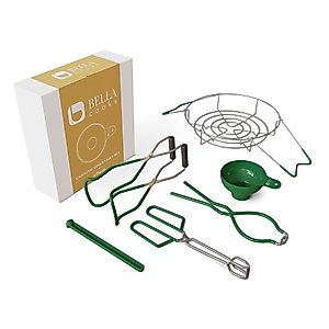 BELLA COOKS Canning Supplies Starter Kit - 7-in-1 Canning Set - Incl. Canning Funnel, Canning Rack, Canning Jar Lifter, Jar Wrench, Tongs & more