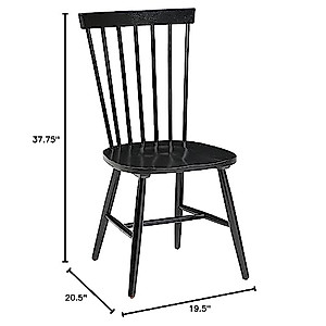 OSP Home Furnishings Eagle Ridge Traditional Windsor Style Solid Wood Dining Chairs 2-Pack, Black