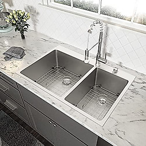 33 Kitchen Sink Drop In Double Bowl - Lordear 33"x22" Kitchen Sink Stainless Steel 16 Gauge Topmount Double Bowl 60/40 Kitchen Sink