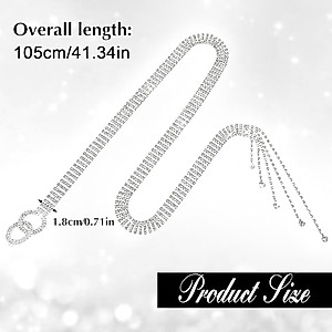 Andibro Rhinestone Waist Belt for Women, Crystal Waist Chain Belt Adjustable Diamond O-Ring Waistband Belt for Jeans Dresses