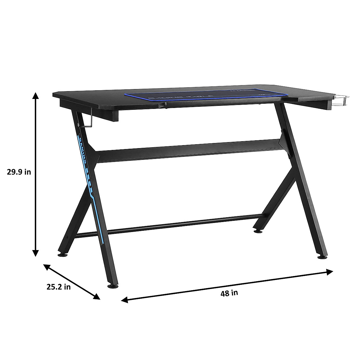 JJS 48" Home Office Gaming Computer Desk with Cable Management, R Shaped Large Gamer Workstation PC Table with Cup Holder Headphone Hook Mouse Pad, Black Manufacturer Brand Name