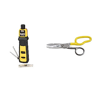 Klein Tools VDV427-300 Impact Punchdown Tool, 66/110 Blade & 21010-6-SEN Free-Fall Snip, Scraper, File, Serrated Blades