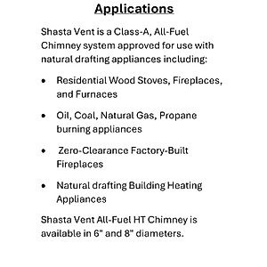 6" x 24" Class A, All Fuel, Double Wall, Insulated, Stainless Steel "Chimney Pipe" 6" Dia. x 24" Length