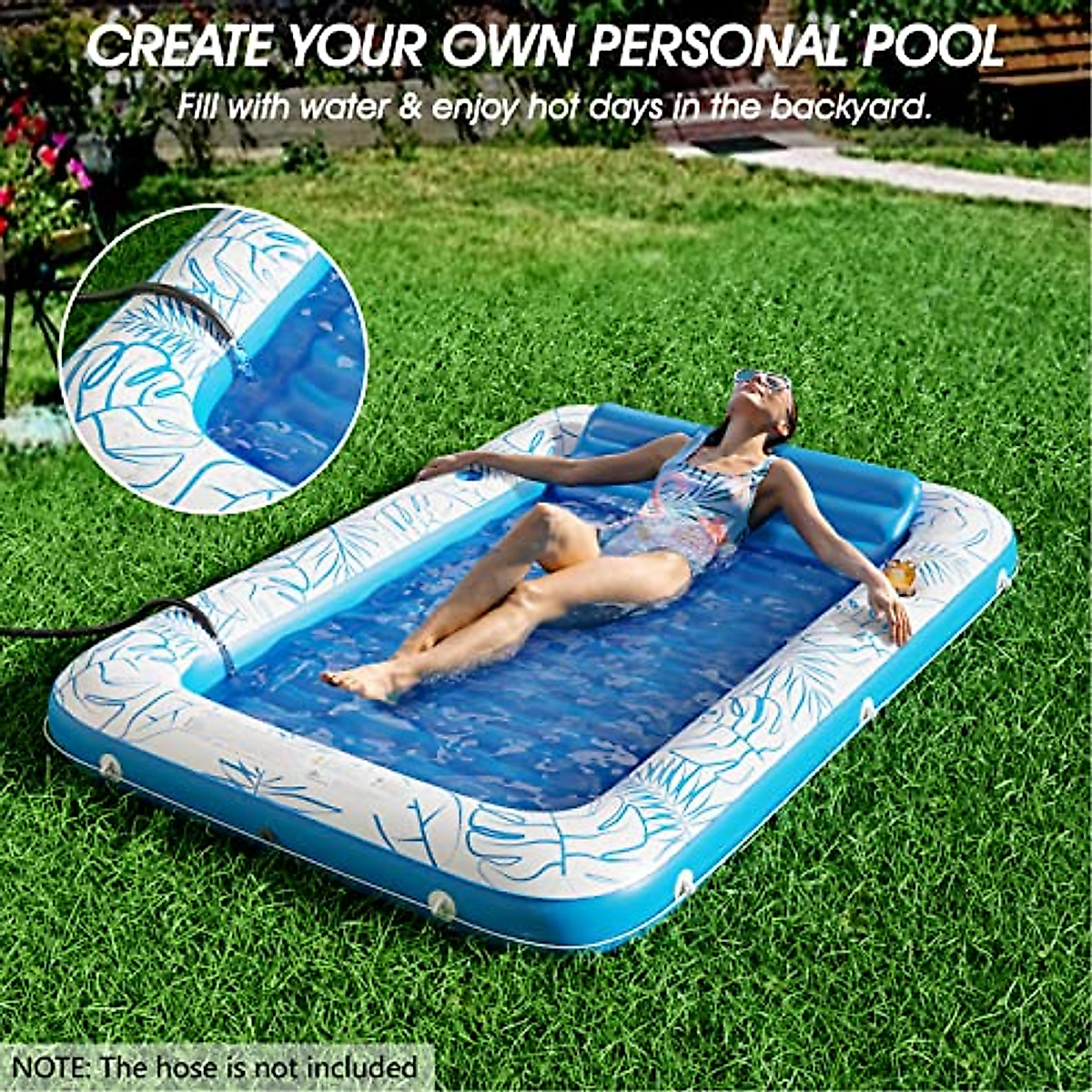 Inflatable Tanning Pool Lounger Float - Jasonwell 4 in 1 Sun Tan Tub Sunbathing Pool Lounge Raft Floatie Toys Water Filled Tanning Bed Mat Pad for Adult Blow Up Kiddie Pool Kids Ball Pit Pool (XL)