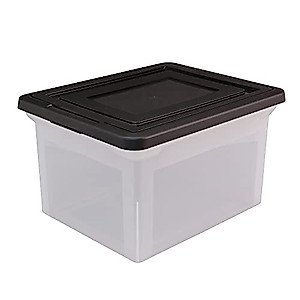 Office Depot® Brand Letter And Legal File Tote, 18"L x 14 1/4"W x 10 7/8"H, Clear/Black