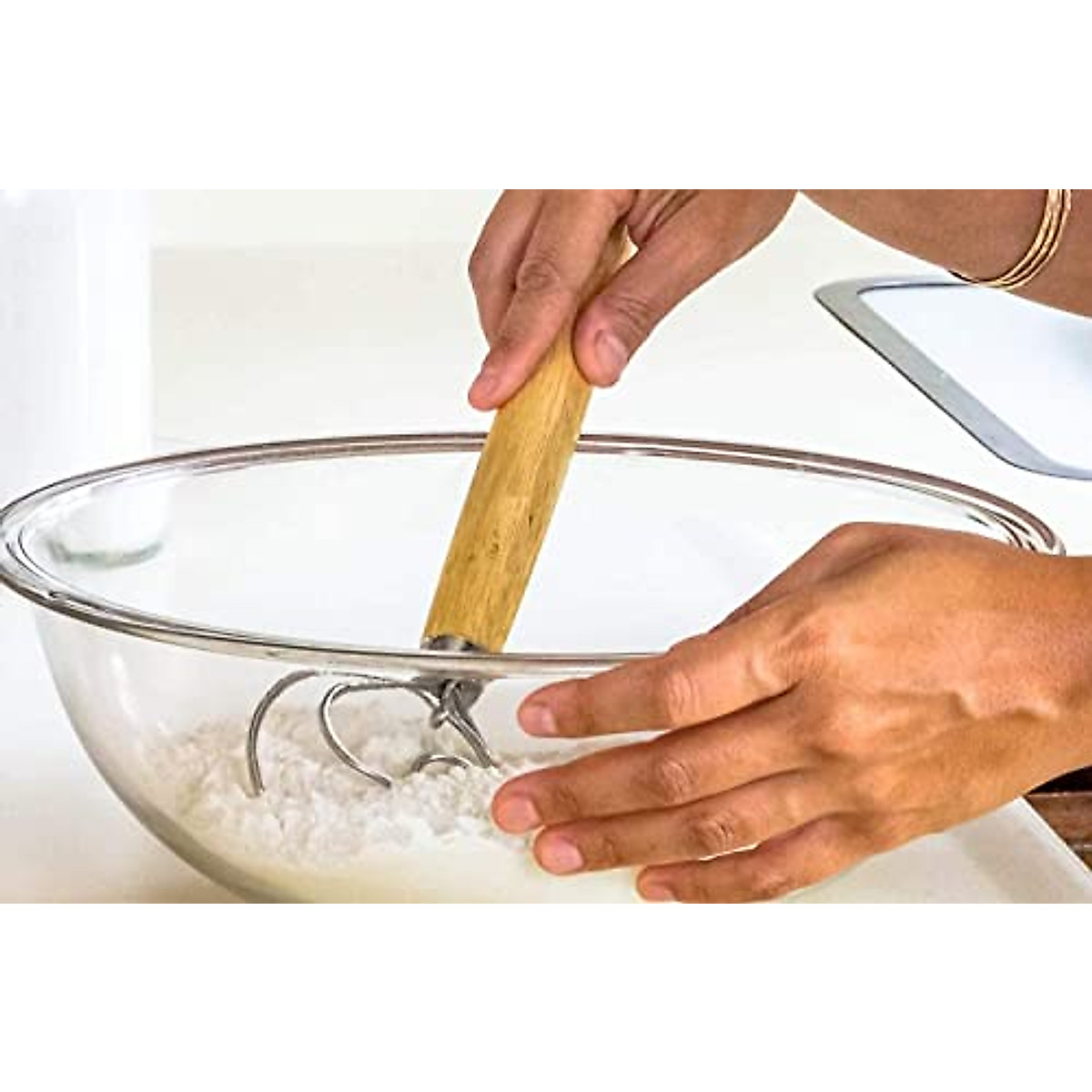 The Original Danish Dough Whisk - LARGE 13.5” Stainless Steel Dutch Style bread dough whisk for pastry, pizza. Great alternatives to a blender, mixer or hook