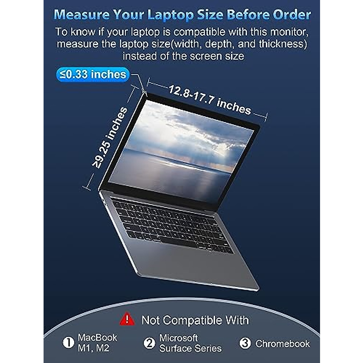 FOPO 15-inch Laptop Monitor Extender, 1080P Full HD Triple Portable Monitor with USB-C/HDMI, Plug and Play Dual Monitor for 15-17.3" Laptop with Windows/Mac(Only for M1 Max/M1 Pro)/Switch - S17
