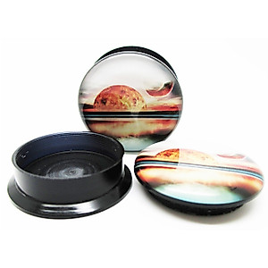 Pierced Republic Pair* Orange Planet Horizon Plugs - Acrylic Screw-On - 10 Sizes (1" (25mm))