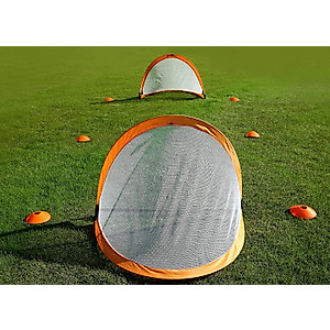 WIn SPORTS Foldable Pop Up Soccer Goal Pro 2 Portable Soccer Nets with Carrying Case and Training Cones,Practice in Backyard,School for Kids and Adults, Choose from 2.5', 4' Sizes