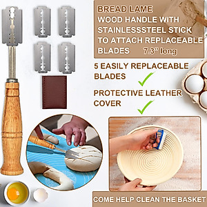 11'' Round & 10'' Oval Banneton Bread Proofing Basket Set, 32Pcs Cane Sourdough Bread Baking Supplies with Bread Lame, Dough Scraper, Linen Liner, Brush Stencil, Bread Making Kit for Christmas