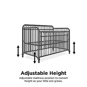 Little Seeds Raven 3-in-1 Convertible Metal Crib, JMPA Certified, Gray