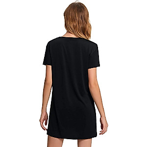 Floerns Women's Funny Lingerie Nightgown Cute Print Tshirt Sleepdress Black L