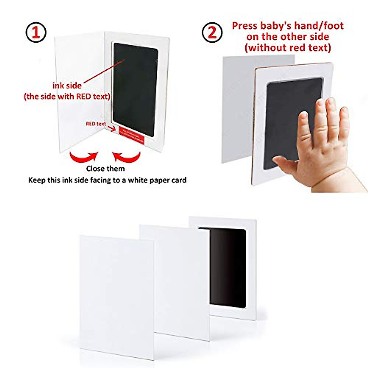 2 Pack Black and Pink Clean Touch Safe InkPads Hand and Footprint Newborn Baby Handprint or Footprint Clean-Touch Ink Pad (2 Pack Black & Pink Ink Pad)