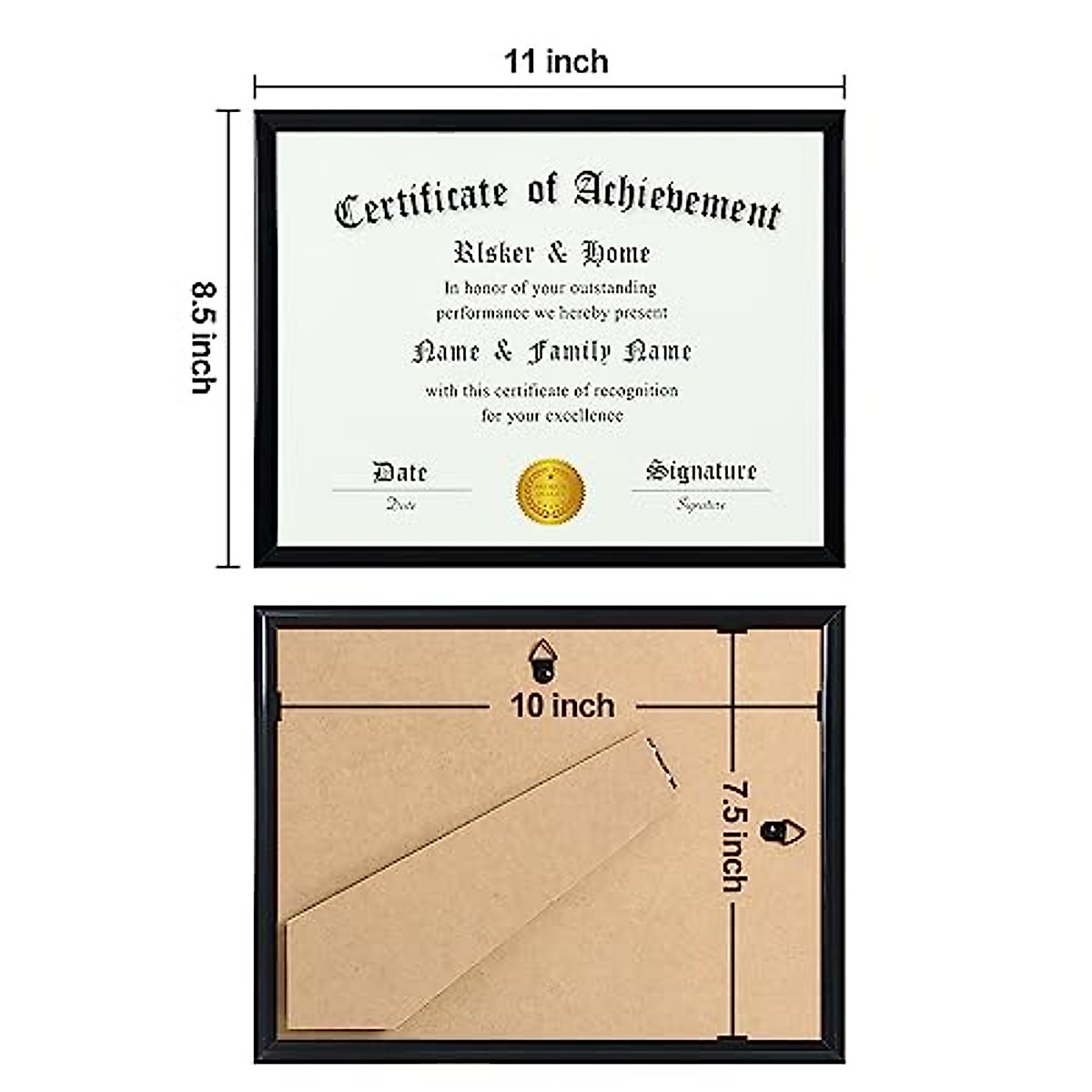ELSKER&HOME 8.5 x 11 Frame Black 12 Pack, Certificate Award Document Diploma Frame Multi Pack, 8.5x11 Picture Frame for Wall & Tabletop Mounting in Horizontal or Vertical Format