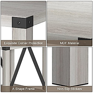 Treocho Farmhouse End Side Table, Rustic Vintage Nightstand with Shelf for Living Room, Bedroom, Antique White